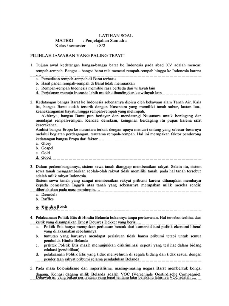 PDF Latihan Soal Penjelajahan Samudera 1 Compress | PDF