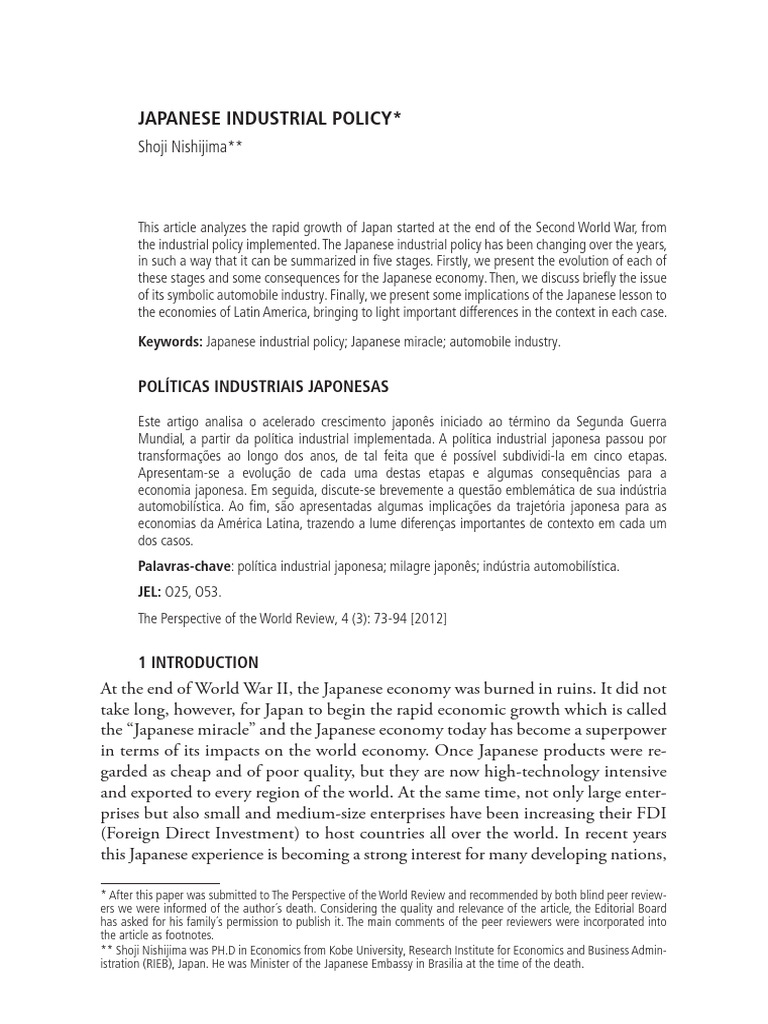 Evolution of Japanese Industrial Policy | PDF | Industrial Policy | Policy
