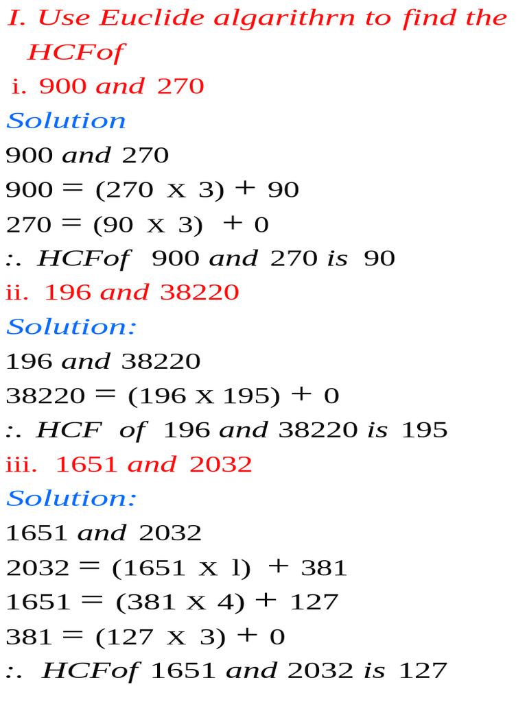 SSC Maths Real Numbers Exercise 1.10055 | PDF