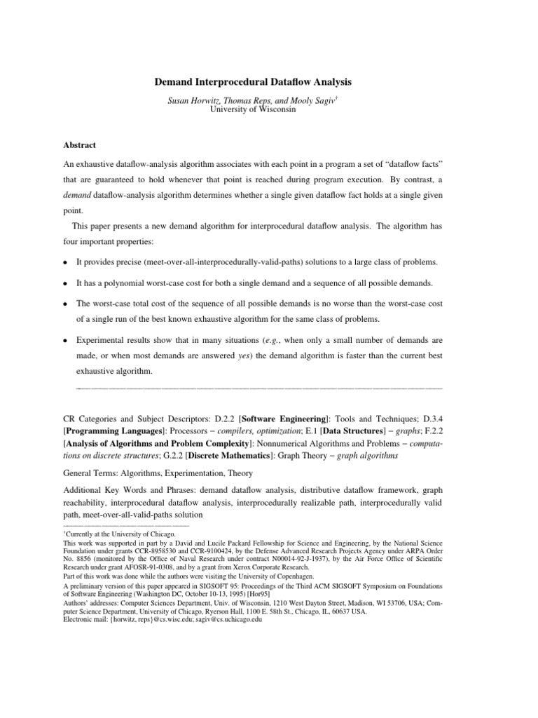 Demand Interprocedural Dataflow Analysis | PDF | Time Complexity | Algorithms