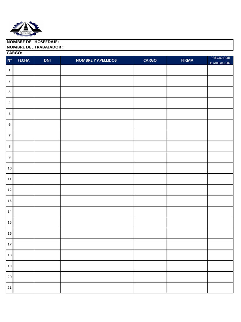 Formatos de Hospedaje | PDF