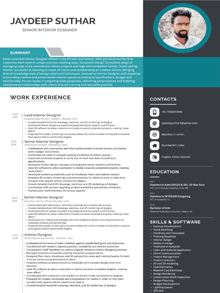 ResumeJAYDEEPSUTHAR | PDF | 3 D Computer Graphics | 3 D Modeling