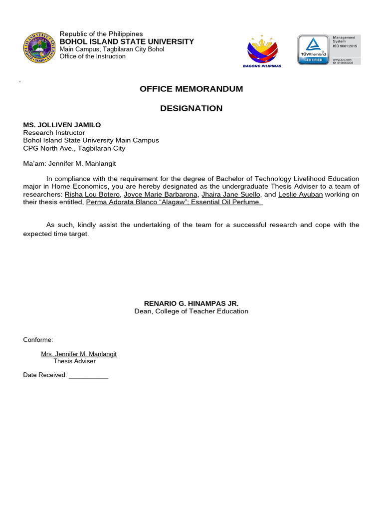 Designation For Thesis Adviser | PDF