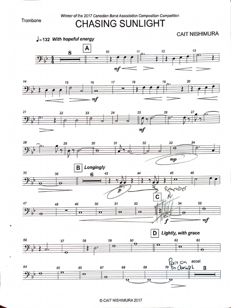 Chasing Sunlight: Trombone Composition | PDF
