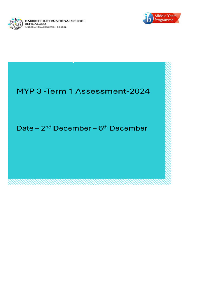 MYP 3 - Term 1 Assessment Syllabus Dec 2024 | PDF | Numbers | Algebra