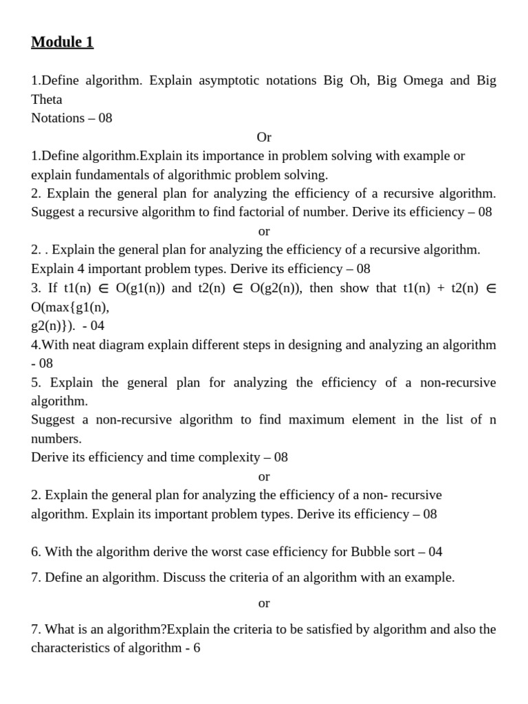 ADA Important Questions PDF | PDF | Matrix (Mathematics) | Computational Complexity Theory