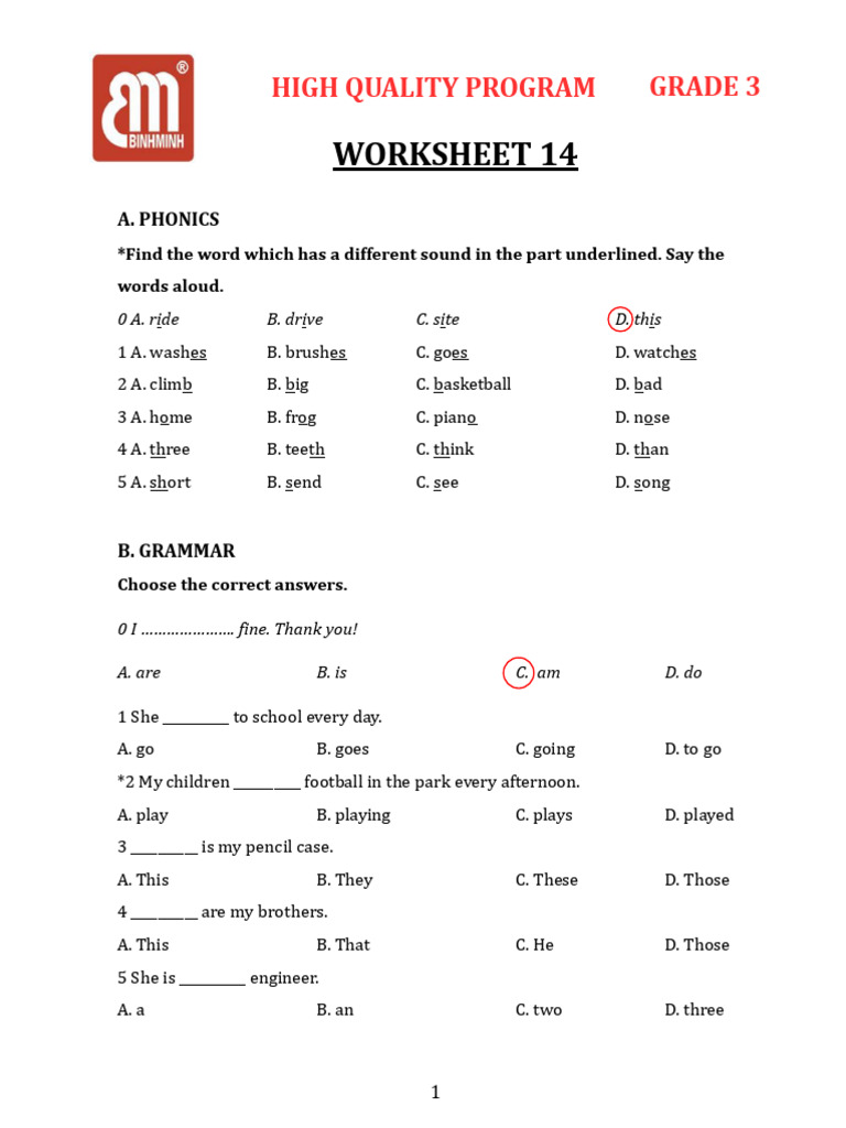 Grade 3 Worksheet14 Pdf
