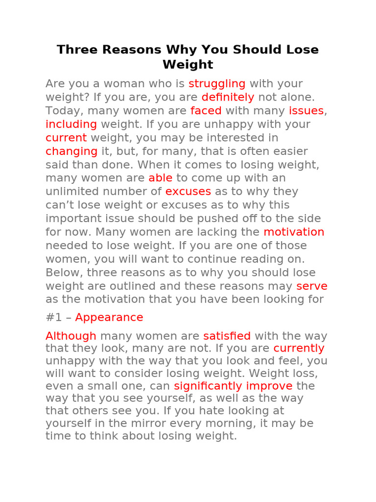 3 Key Reasons Women Should Lose Weight | PDF | Weight Loss | Obesity