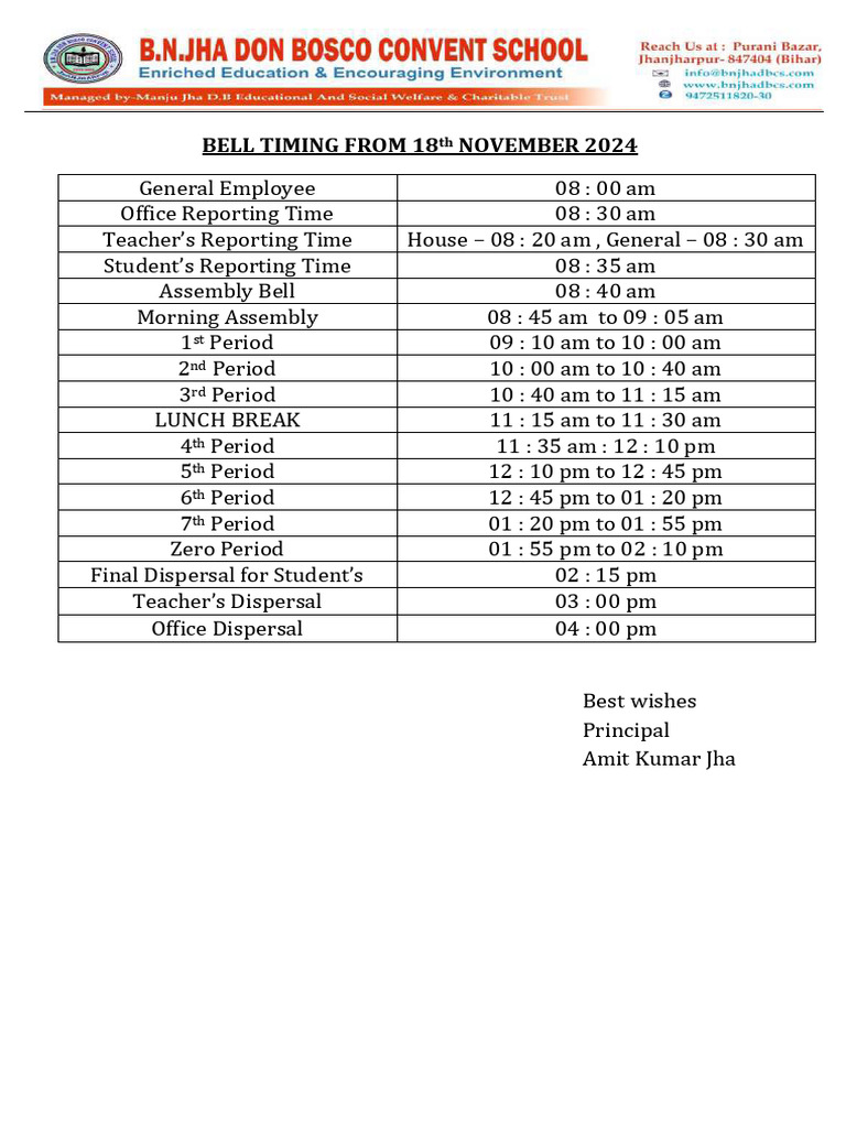 B.n.jha DBCS Time Table-2 | PDF