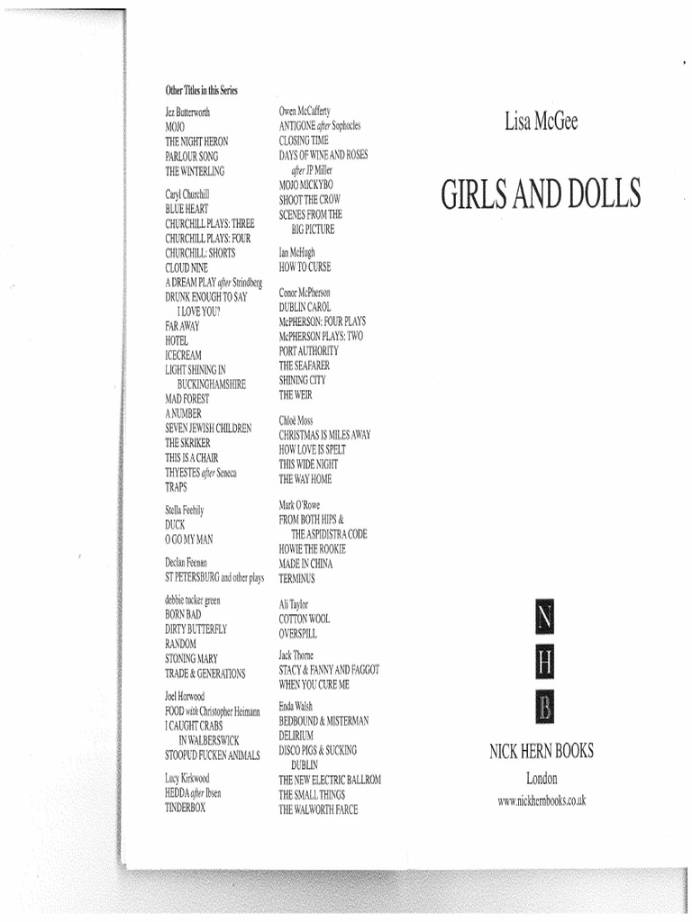 Girls and Dolls - Play - Lisa McGee | PDF