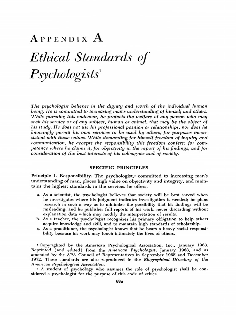 ethical standards | PDF | Psychologist | Psychology
