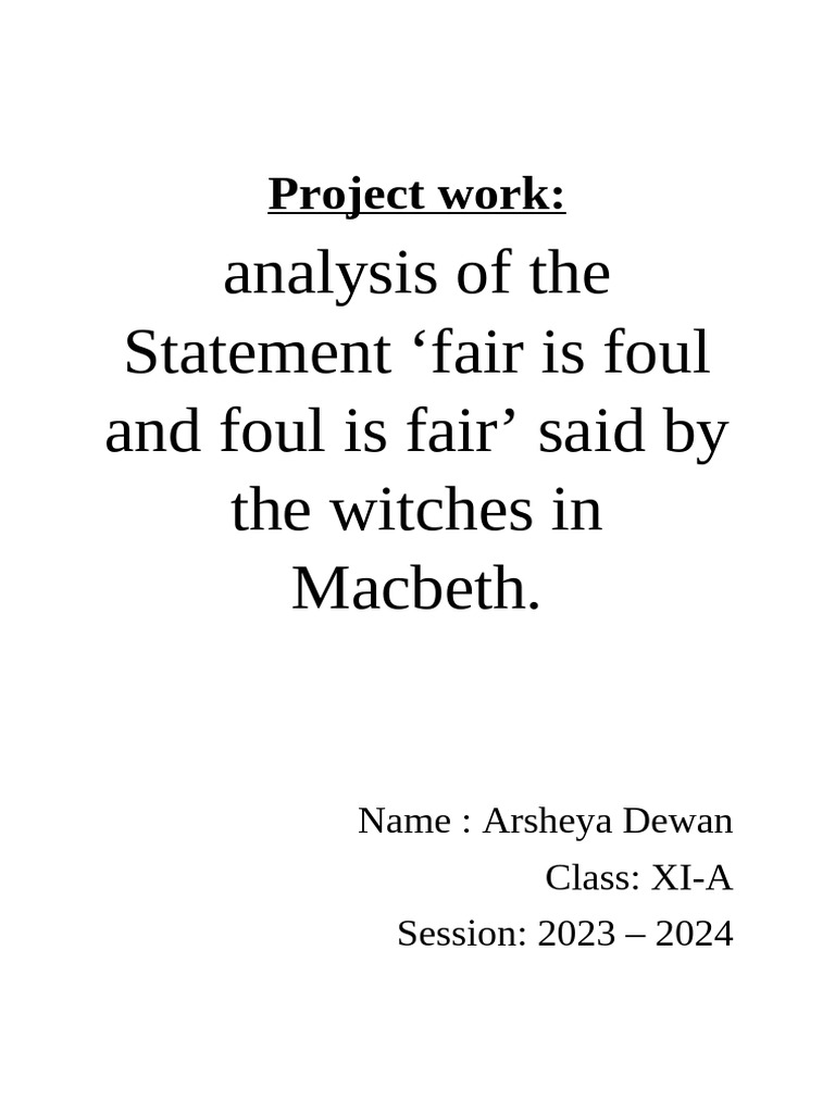 Macbeth Project - 11th Isc | PDF | Macbeth | Good And Evil