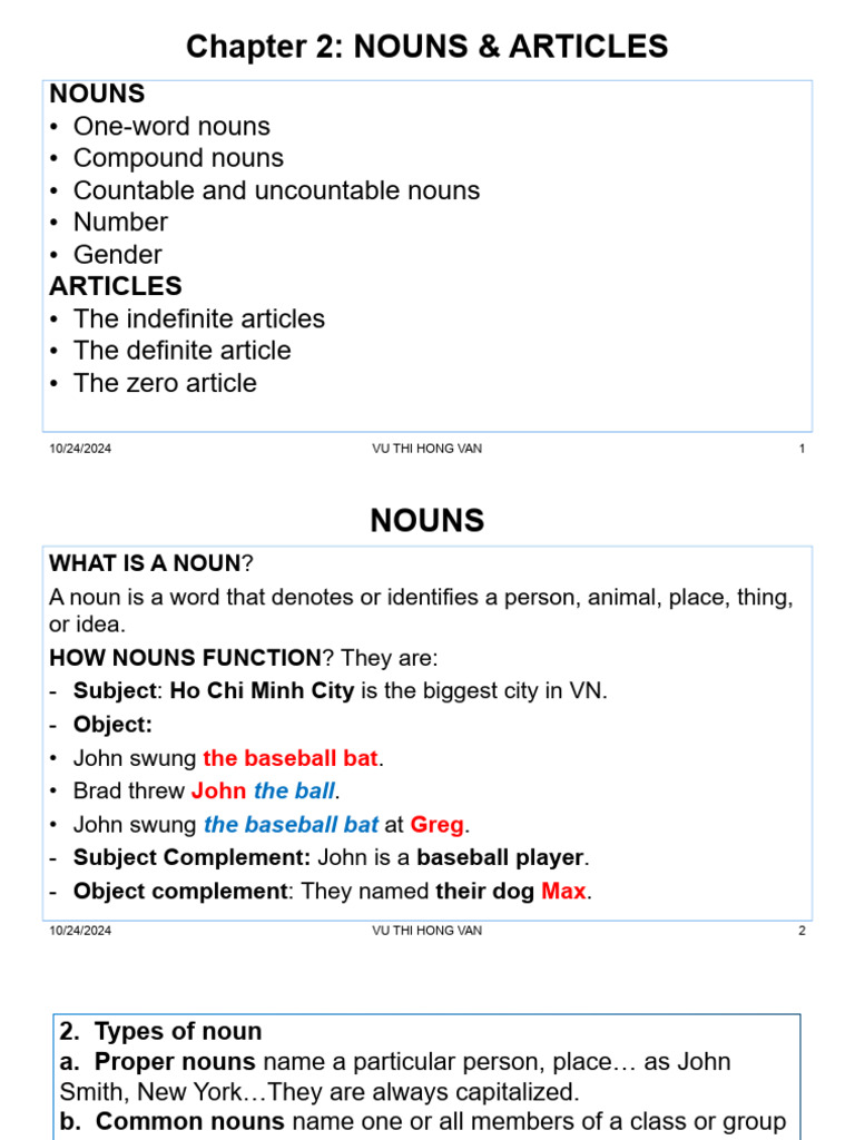 Understanding Nouns and Articles | PDF | Noun | Word