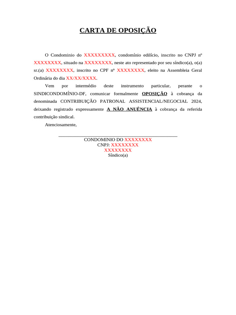 CARTA DE OPOSIÇÃO | PDF