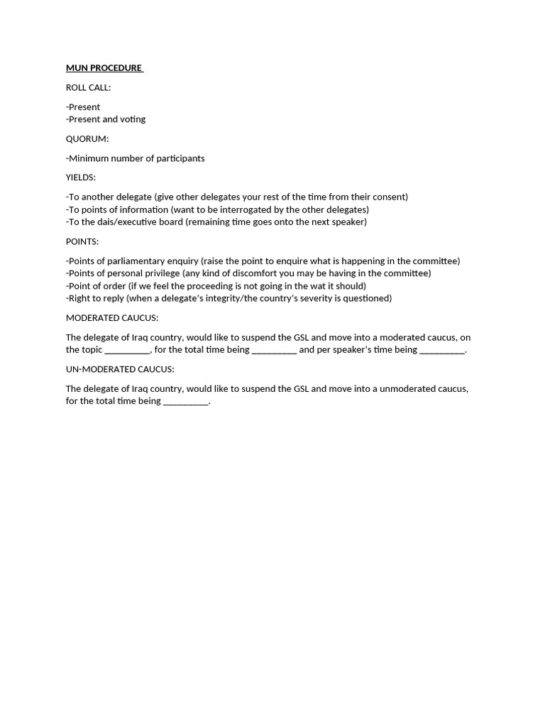 Mun Procedure | PDF