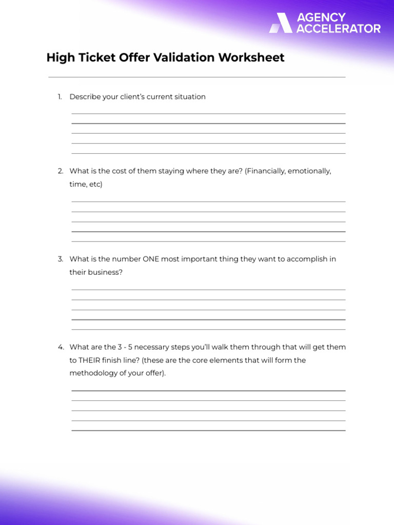 High Ticket Offer Validation Worksheet 1 | PDF