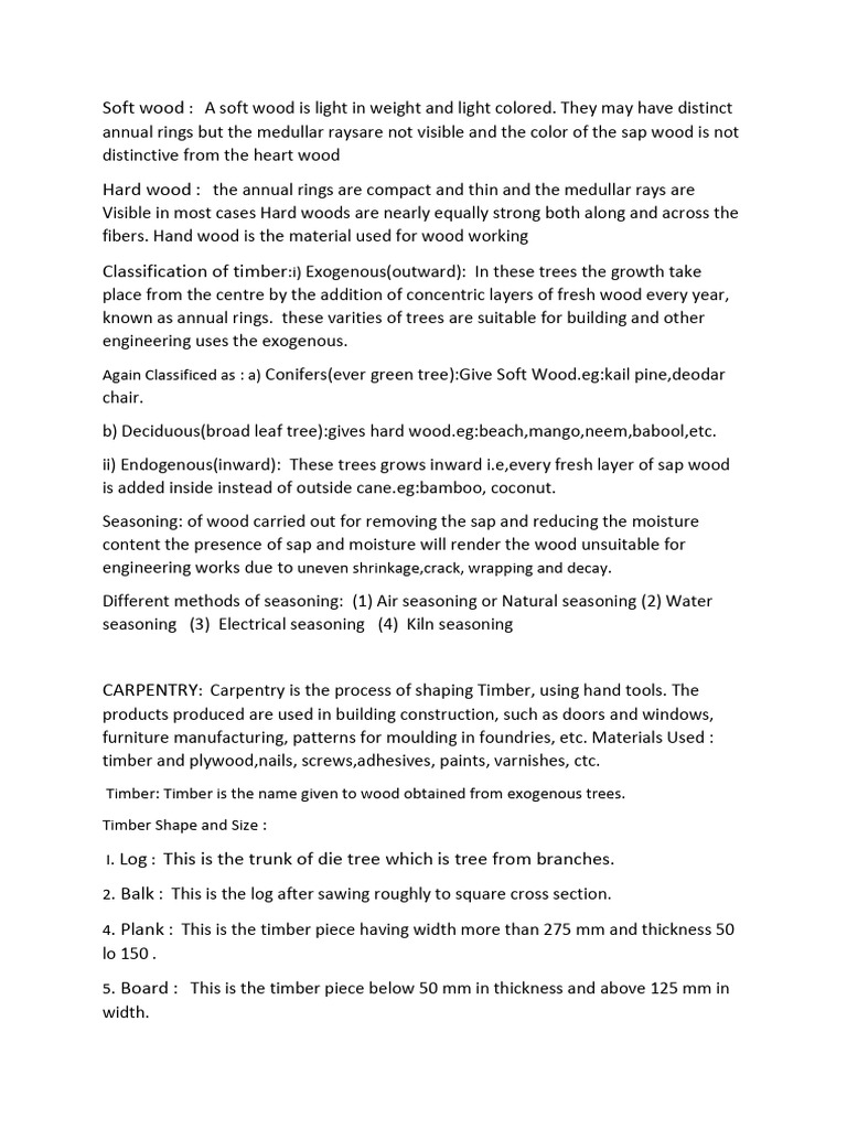 Soft wood and Hard wood | PDF | Plywood | Wood