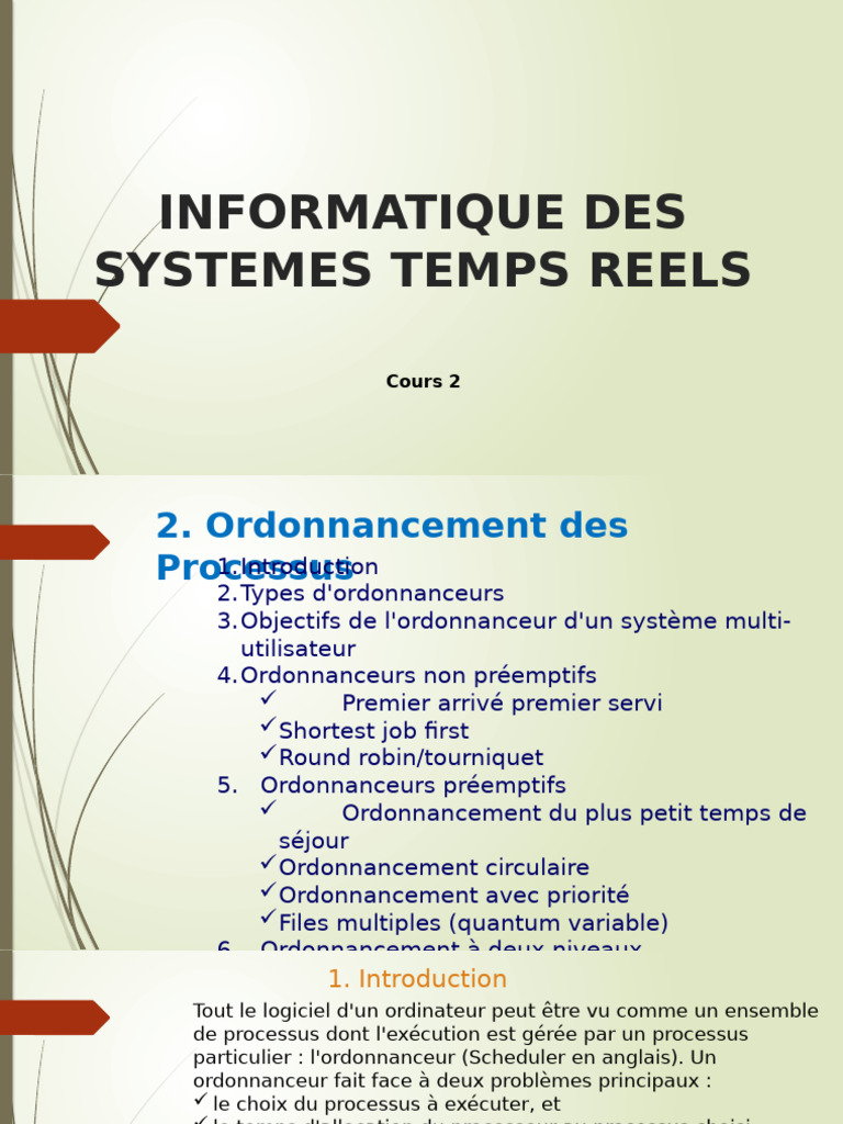 Cours 2 | PDF | Ordonnancement dans les systèmes d'exploitation ...