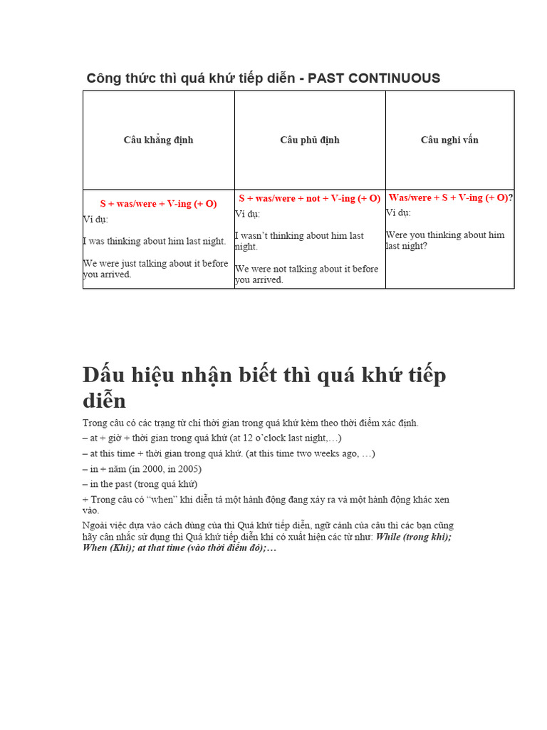 Past Continuous | PDF