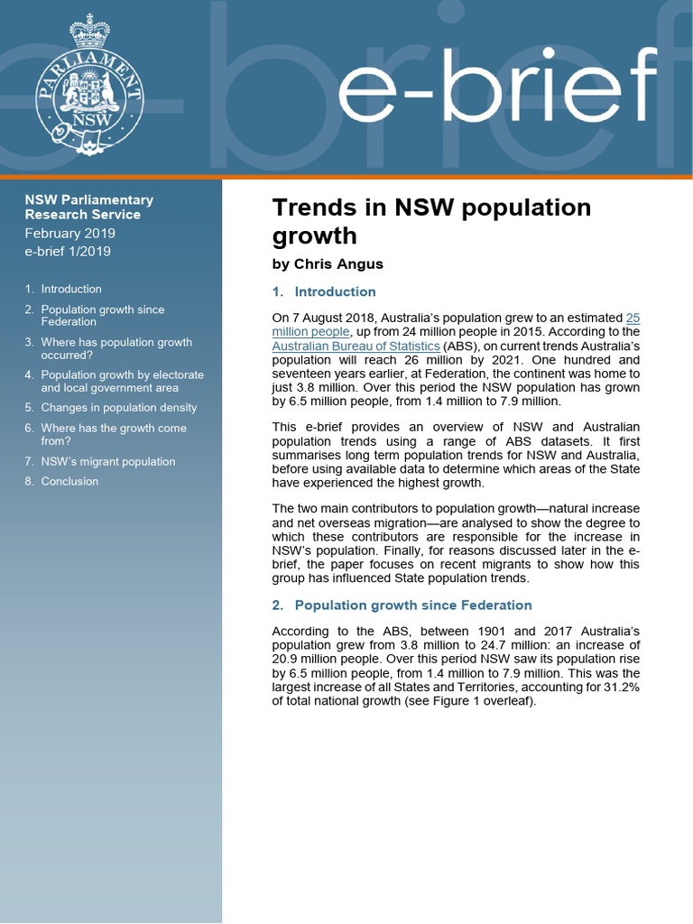 Trends in NSW Population Growth | PDF | Australia | New South Wales