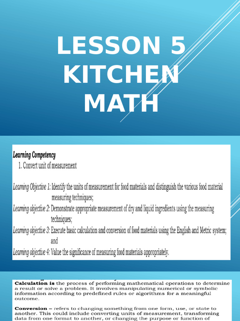 Lesson 5 Kitchen Math | PDF