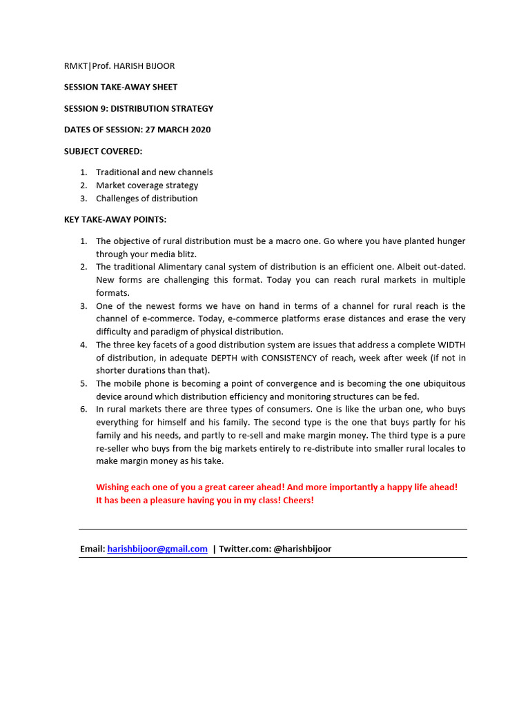 Distribution Strategy Insights for Rural Markets | PDF
