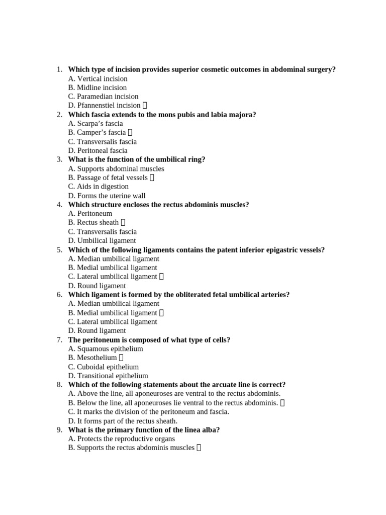Maternal Anatomy Ob Practice Questions | PDF | Abdomen | Peritoneum