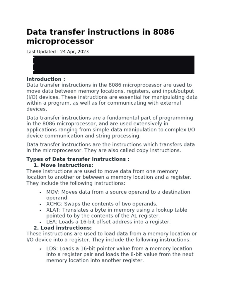 8086 Microprocessor Data Transfer Guide | PDF | Input/Output | Digital Electronics