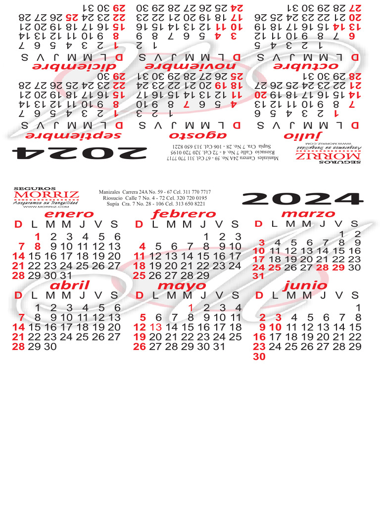 Calendario 2024 y Contactos Comerciales | PDF
