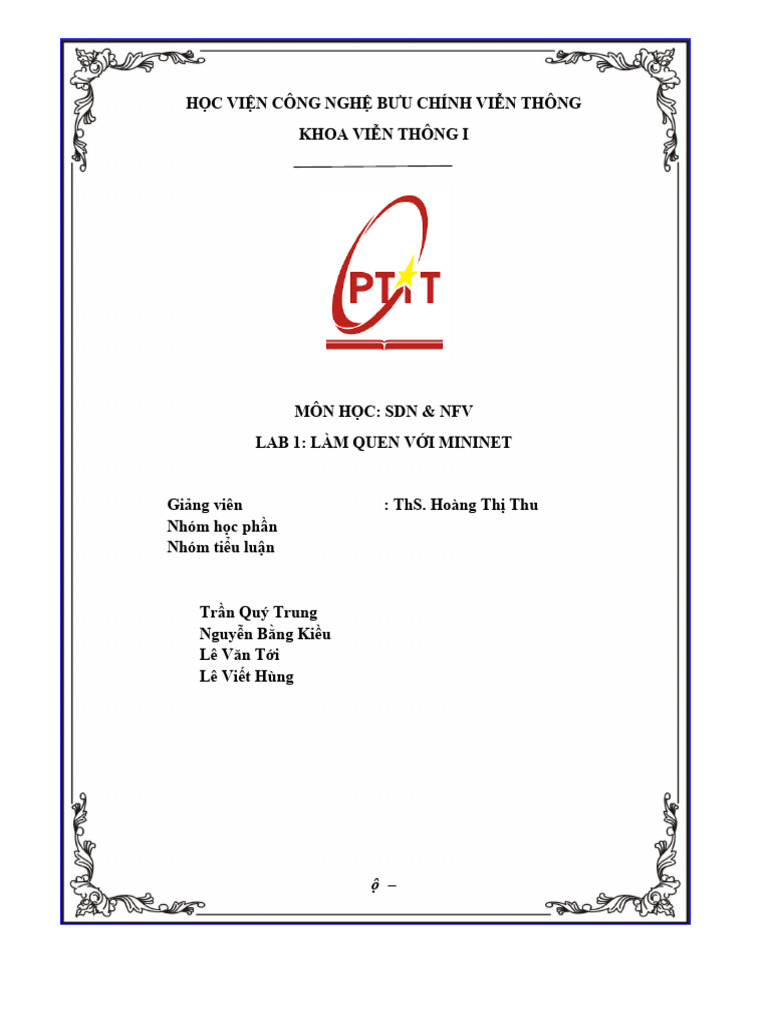 Nhóm 04-09. Lab 1. SDN Và NFV | PDF