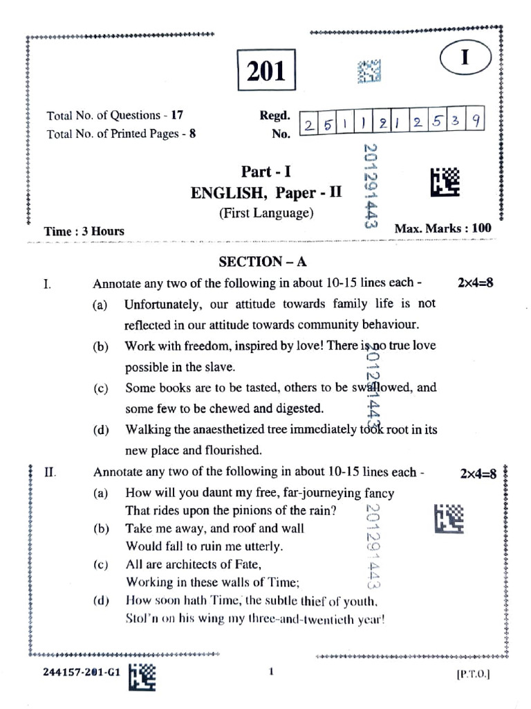 English Paper II Exam Questions Guide | PDF | Foods | Cereals