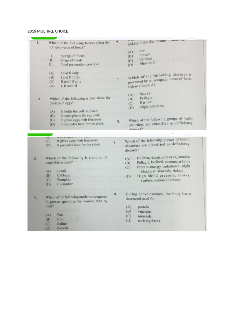 2016 Multiple Choice | PDF