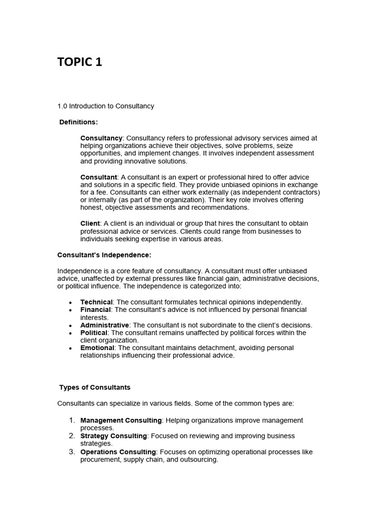 Understanding Consultancy Roles and Types | PDF | Consultant | Marketing