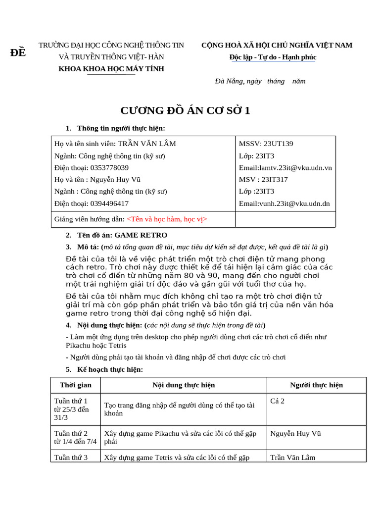 KHMT_De_Cuong_Do_An_Template_update 2024 | PDF