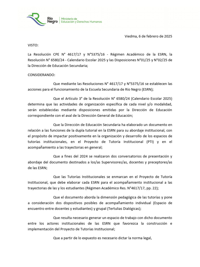 Disposición 03-2025 Funcion Tutorial | PDF | Aprendizaje