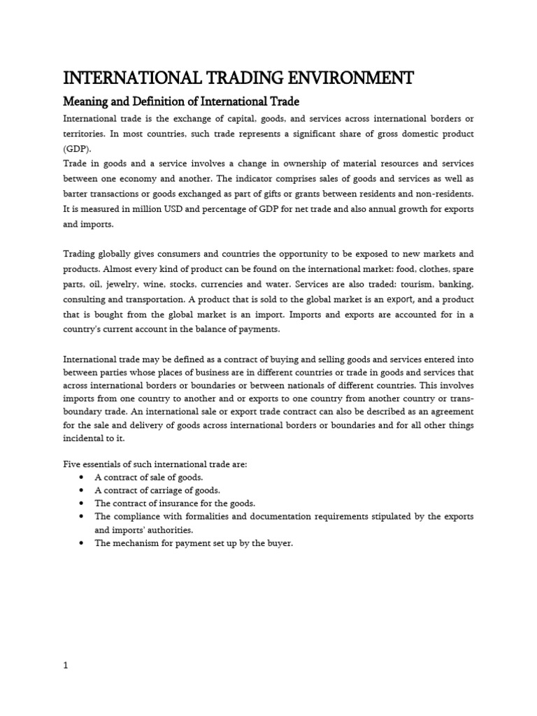 Overview of International Trade Dynamics | PDF | Exports | Non Tariff ...