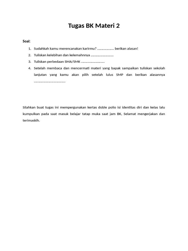 Soal Materi 2 BK Karir | PDF