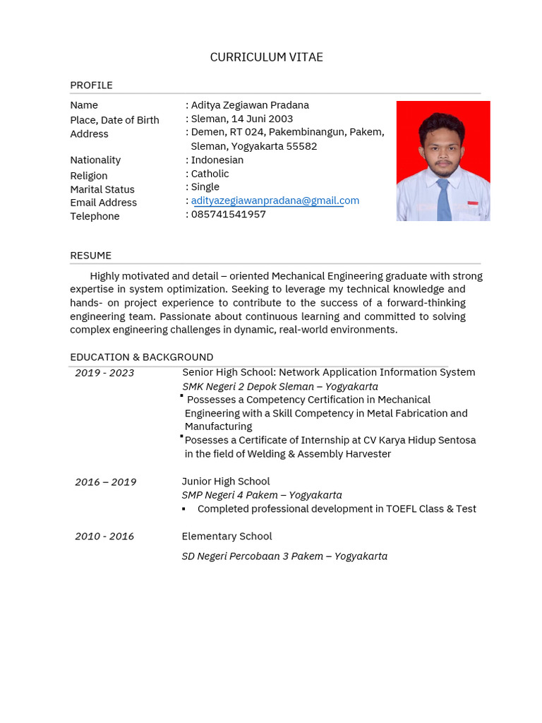 Curriculum Vitae - Aditya Zegiawan Pradana.pdf_20250302_161354_0000 | PDF | Learning | Cognition