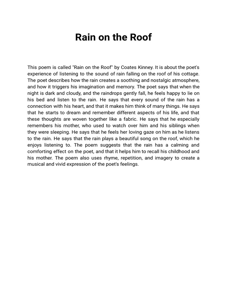 Nostalgia in "Rain on the Roof" | PDF