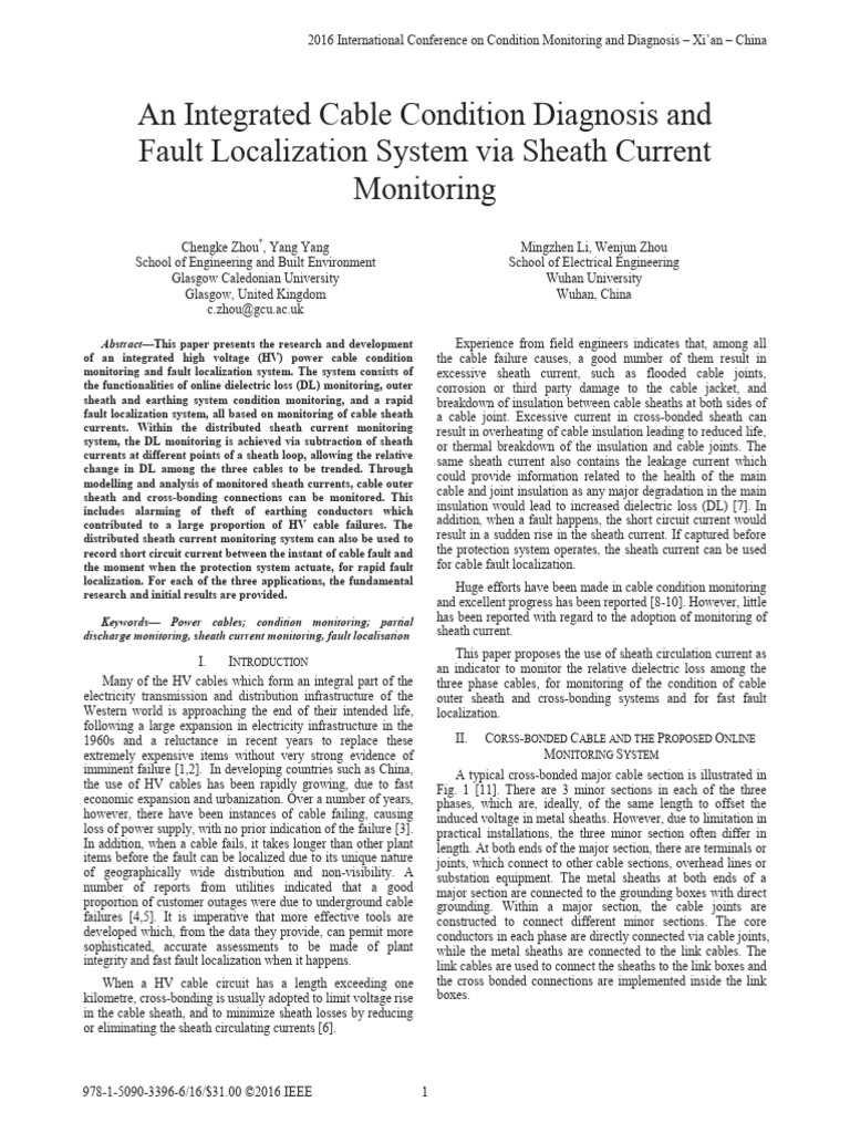 HV Cable Condition Monitoring System | PDF | Electrical Impedance ...