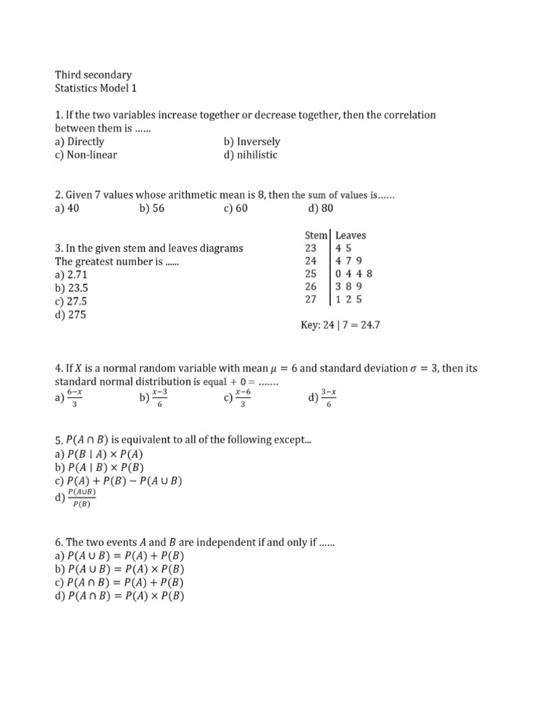 Statistics ENGLISH 3 Secondary 1 | PDF