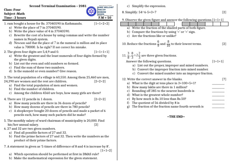 Class 4 Math | PDF | Mathematical Notation | Division (Mathematics)