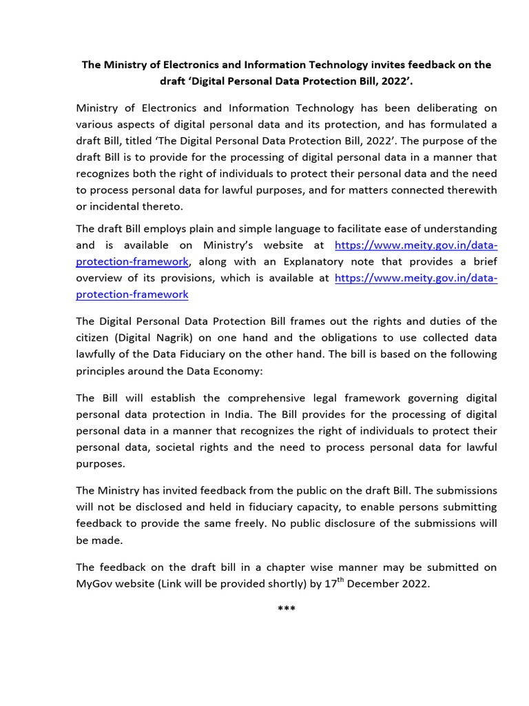 Digital Personal Data Protection Bill, 2022 | PDF | Fiduciary | Consent