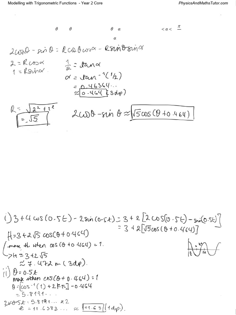 Modelling With Trigonometric Functions Qp Pdf Functions And Mappings Geometric Measurement