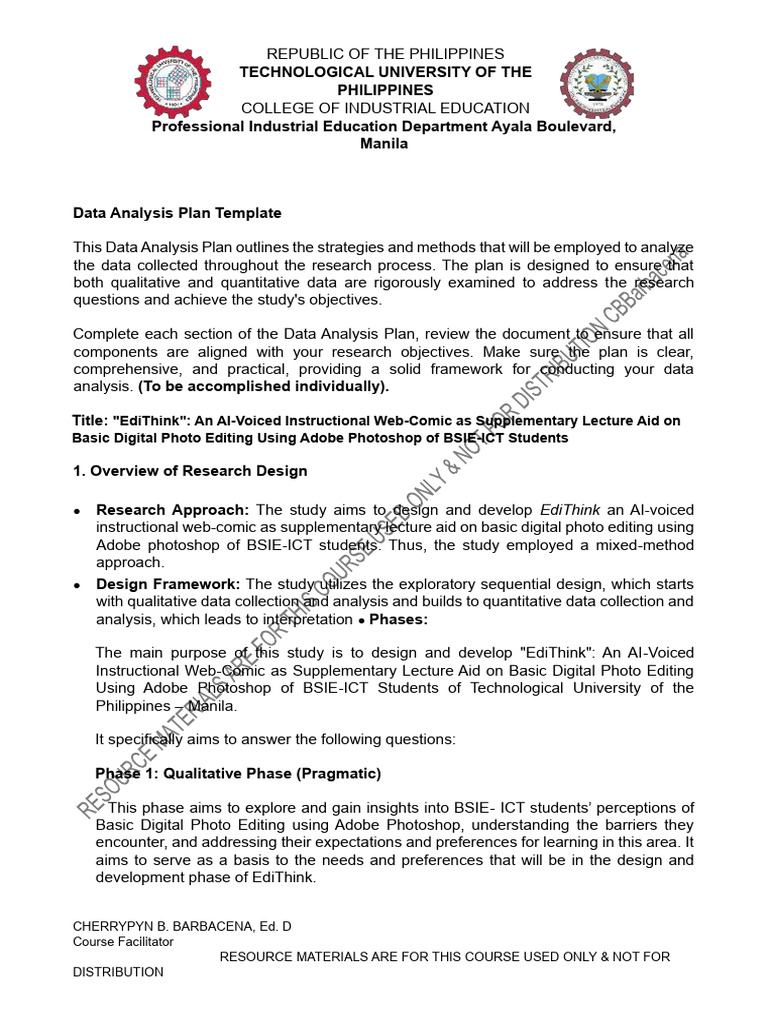 Data Analysis Plan for EdiThink Project | PDF | Qualitative Research ...