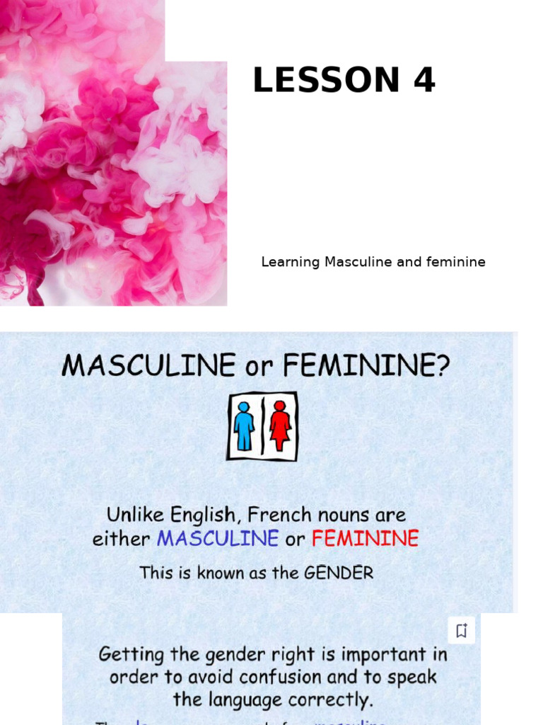 Lesson2 - feminine and masculine | PDF