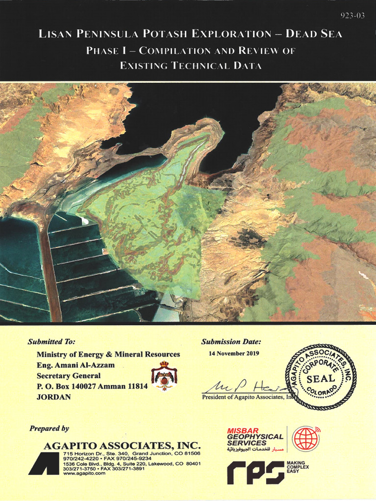 Lisan Peninsula Potash Exploration Review | PDF | Dead Sea | Potassium ...