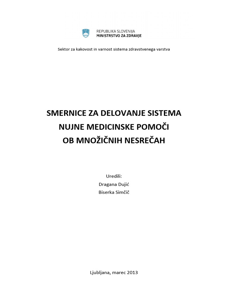 Szd Uzvn Mrmi Smernice Za Delovanje Sistema Nmp Ob Mnozicnih Nesrecah | PDF