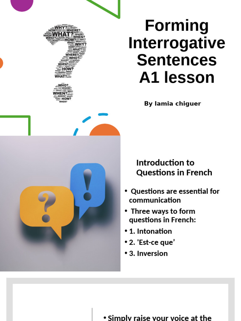 Forming Interrogative Sentences in French | PDF