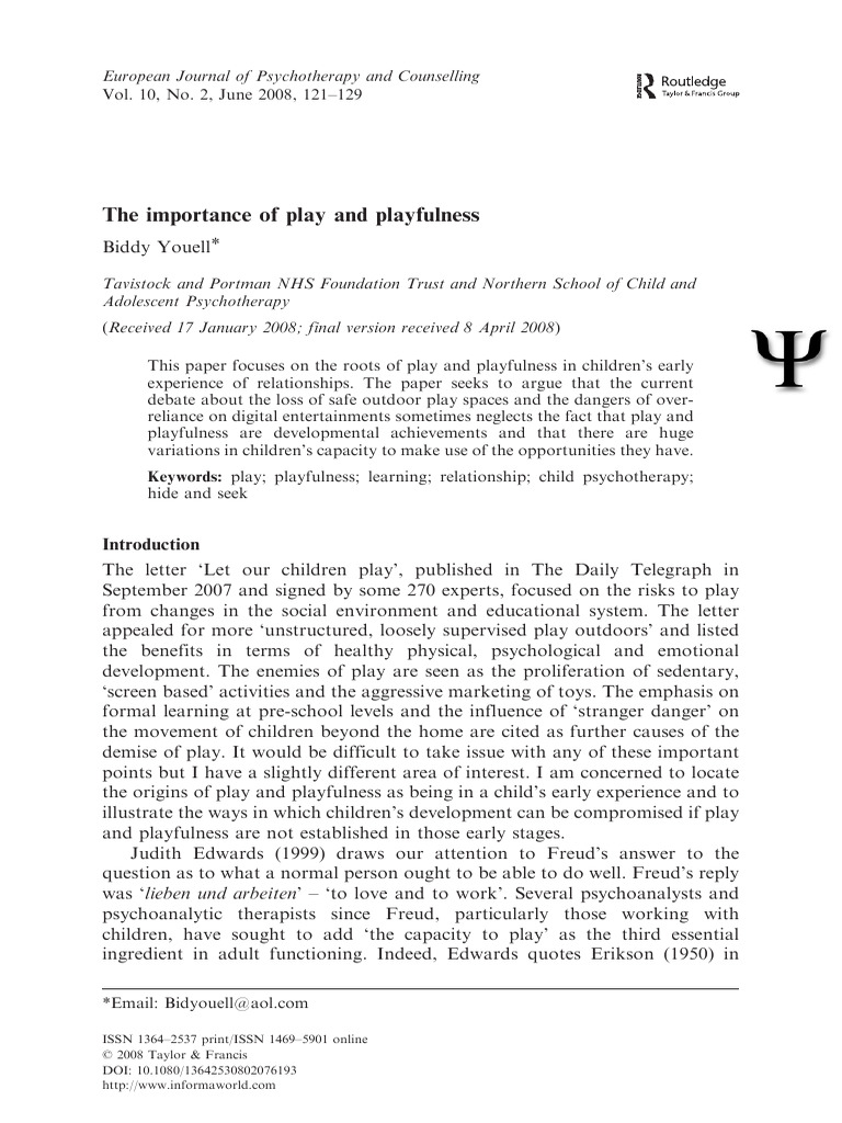 The Role of Playfulness in Child Development | PDF | Psychotherapy ...